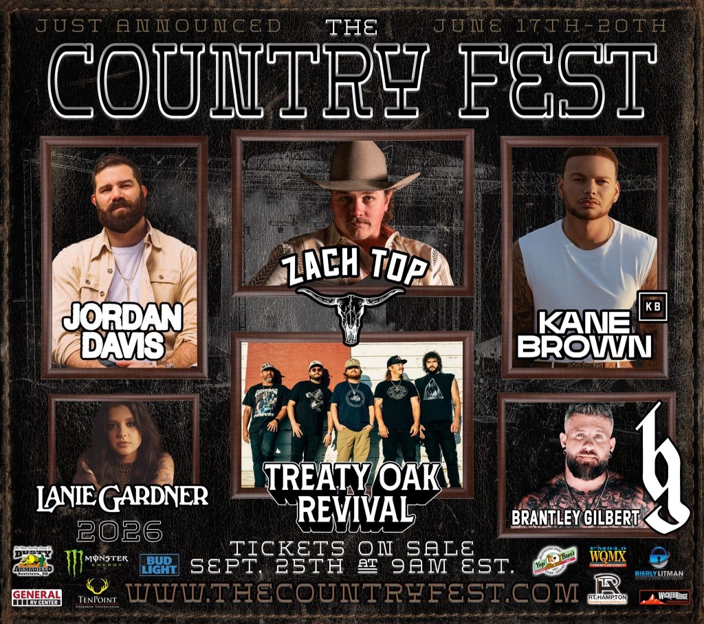 “The Country Fest” 2026 Lineup Includes Jordan Davis, Zach Top, Treaty ...