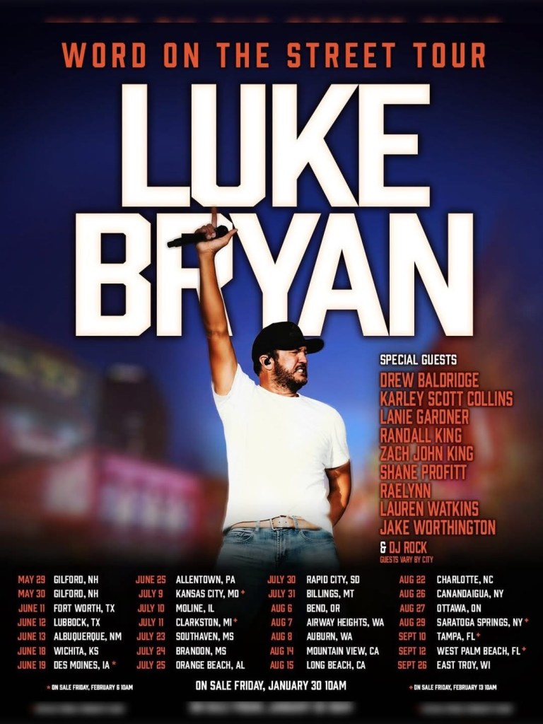 Luke Bryan Announced His 2026 “Word On The Street Tour” With Drew ...